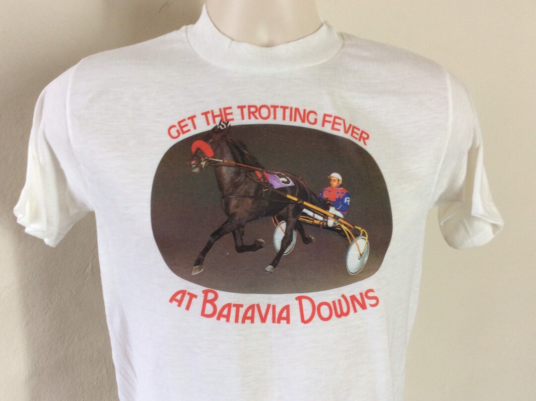 Vtg 70s 80s Batavia Downs Harness Racing T-shirt White XS/S Horse ...