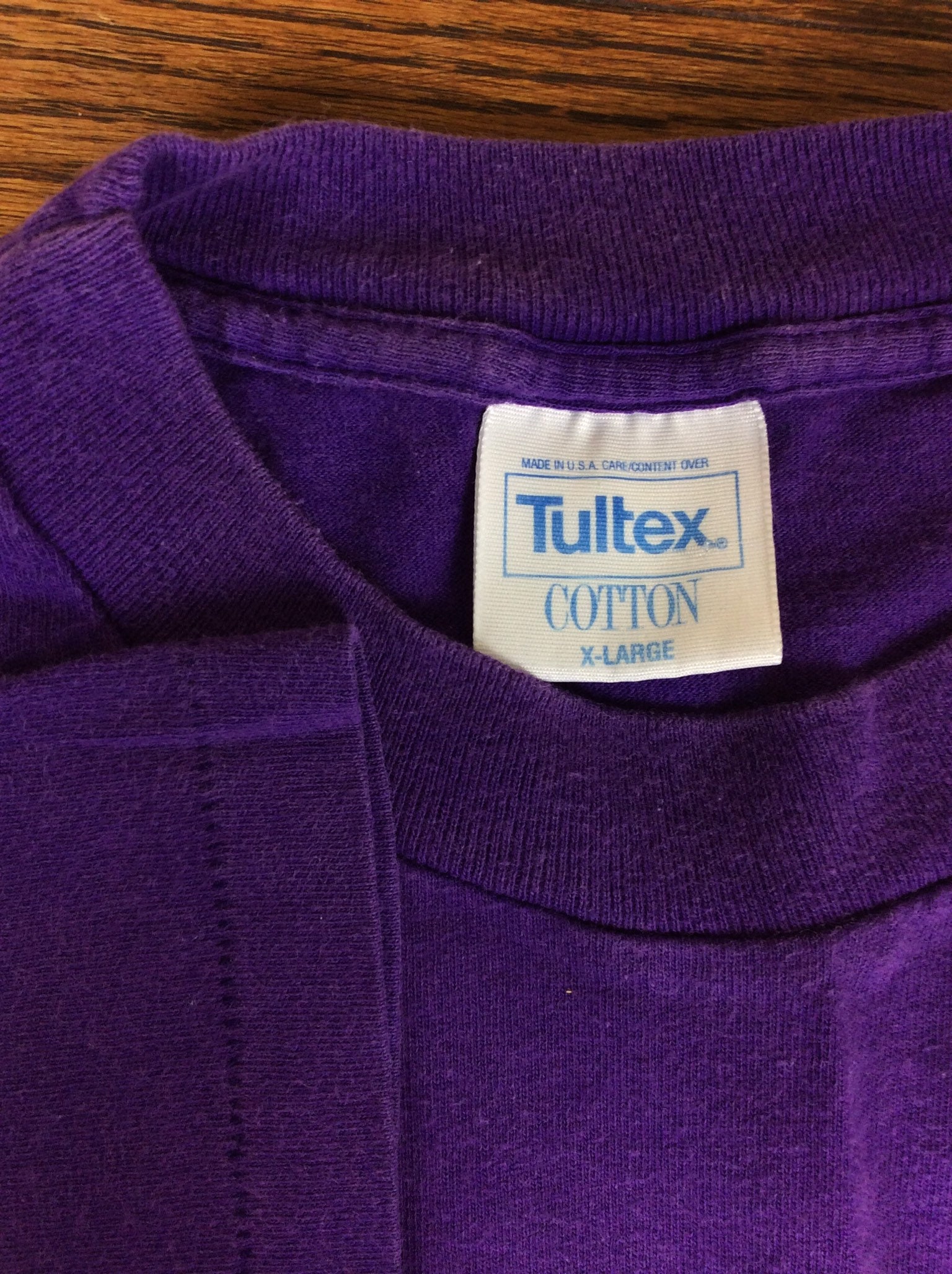 Vtg 90s Tultex Plain Purple Pocket T-shirt L/XL Blank Single Stitch ...