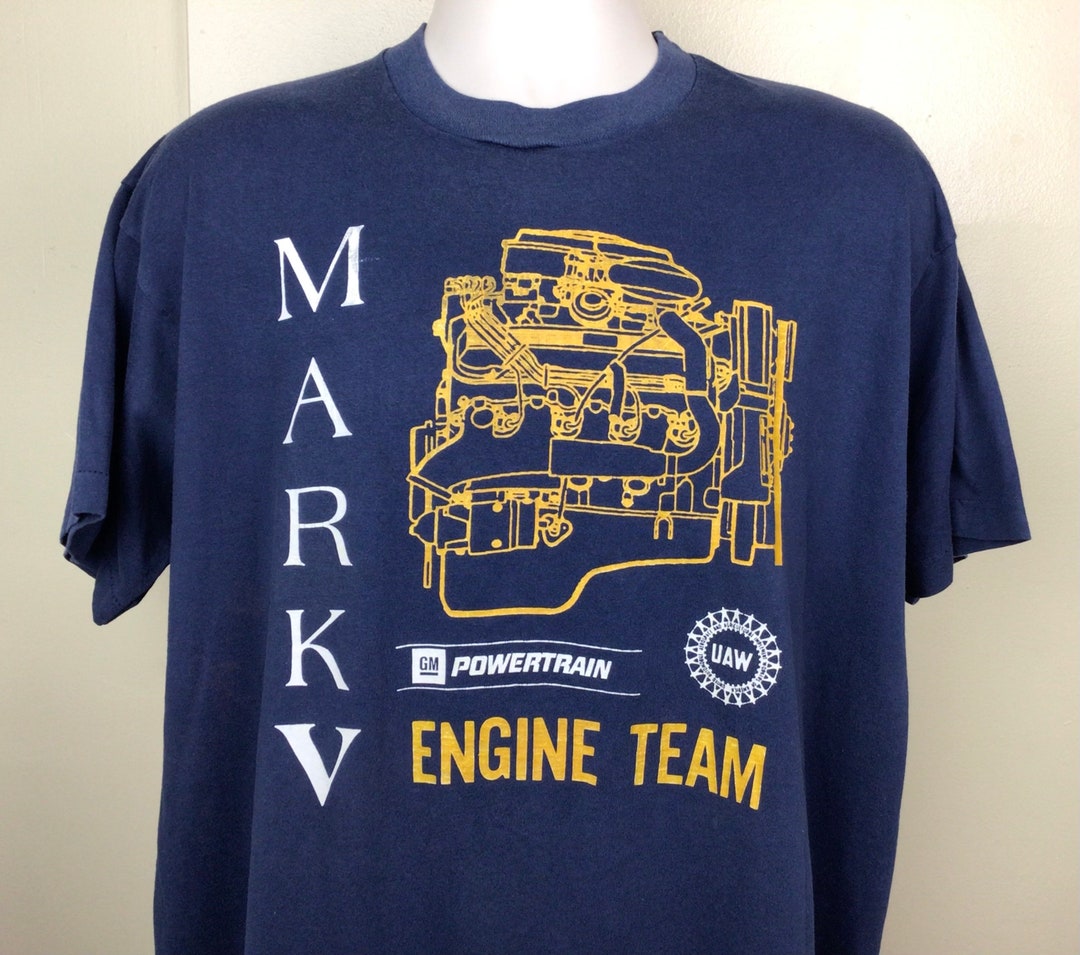 Vtg 90s Chevrolet Mark V Engine T-shirt Blue XL GM General Motors ...