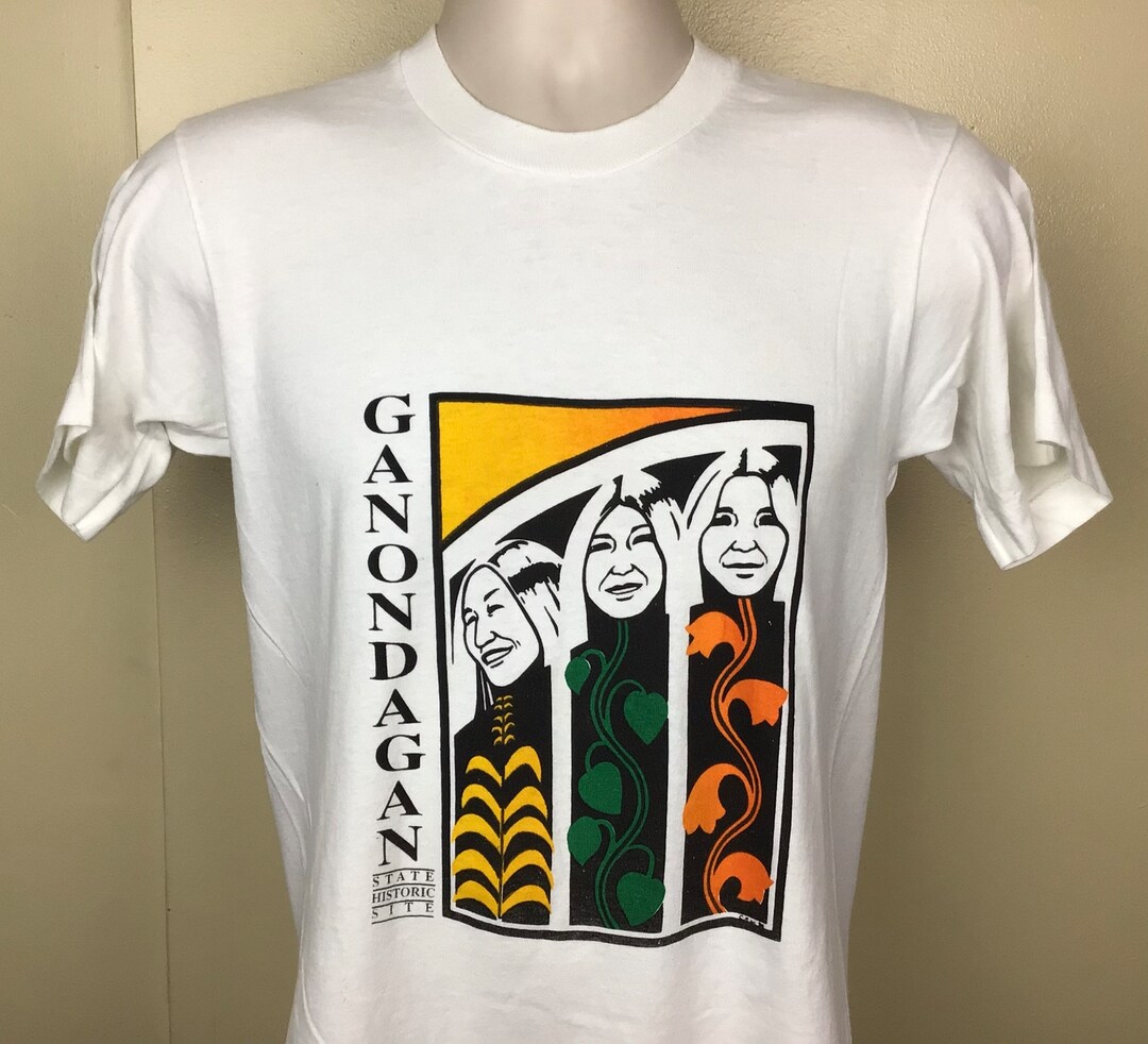 Vtg 90s Ganondagan State Historic Site T-shirt White S Seneca Nation ...