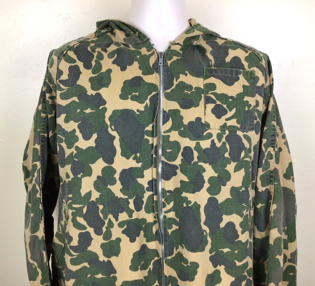 Vtg 60s Bullseye Bill Duck Camo Hooded Jacket Green XL Hunting ...