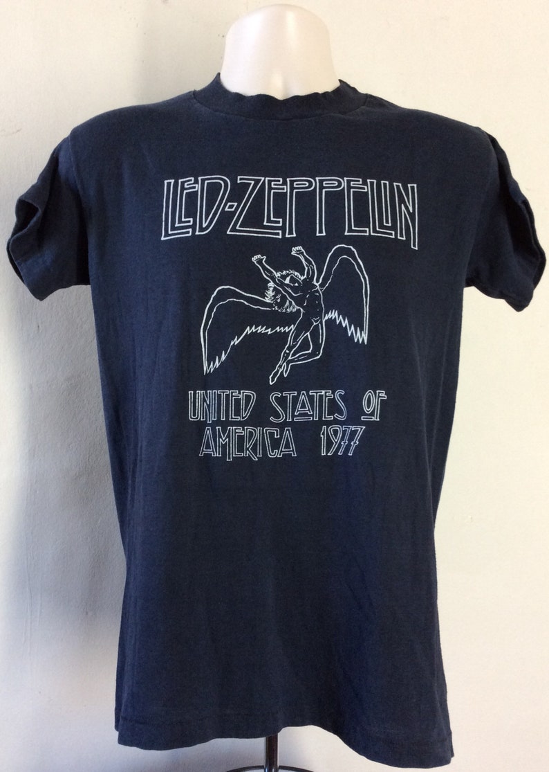 Vtg 1977 Led Zeppelin Concert T-Shirt Black S/M 70s Classic | Etsy