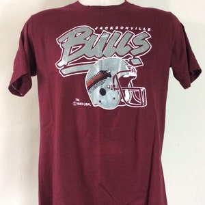 Vtg 1983 USFL Jacksonville Bulls T-shirt Maroon M 80s Football Team 50/ ...