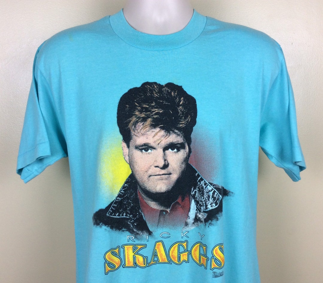 Vtg 1990 Ricky Skaggs Concert T-shirt Teal Blue Green L 90s Country ...