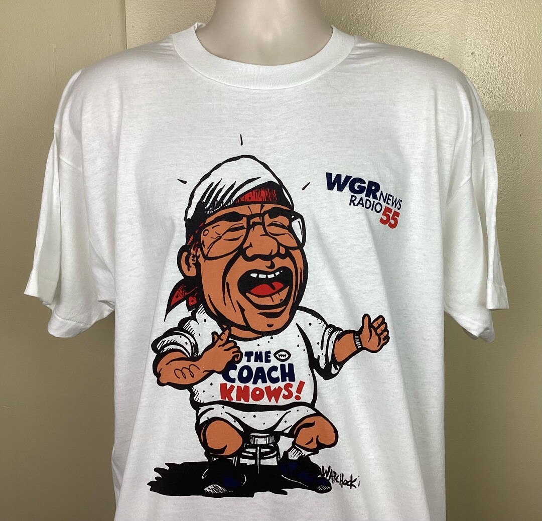 Vtg 90s Chuck Dickerson WGR 55 T-shirt White XL Buffalo Bills Coach ...