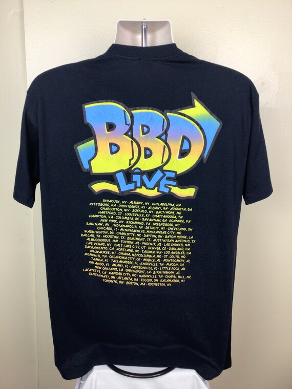Vtg 1990 Bell Biv Devoe BBD Concert T-Shirt Black L 9… - Gem