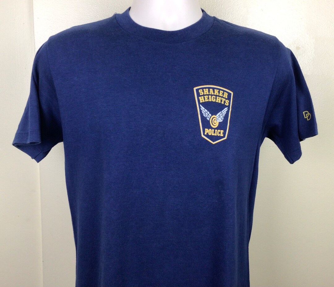 Vtg 80s Shaker Heights Police T-shirt Blue M Cleveland Ohio Hanes 50/50 ...