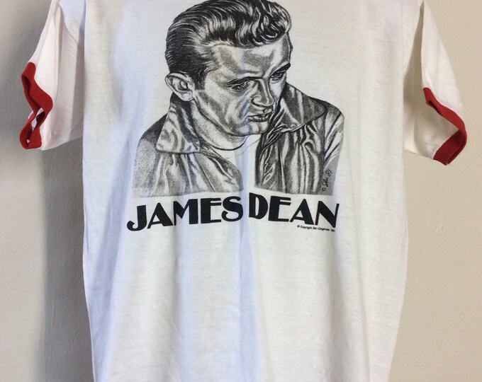 Vtg 1981 James Dean Ringer T-shirt White L 80s Hollywood Movie Star ...