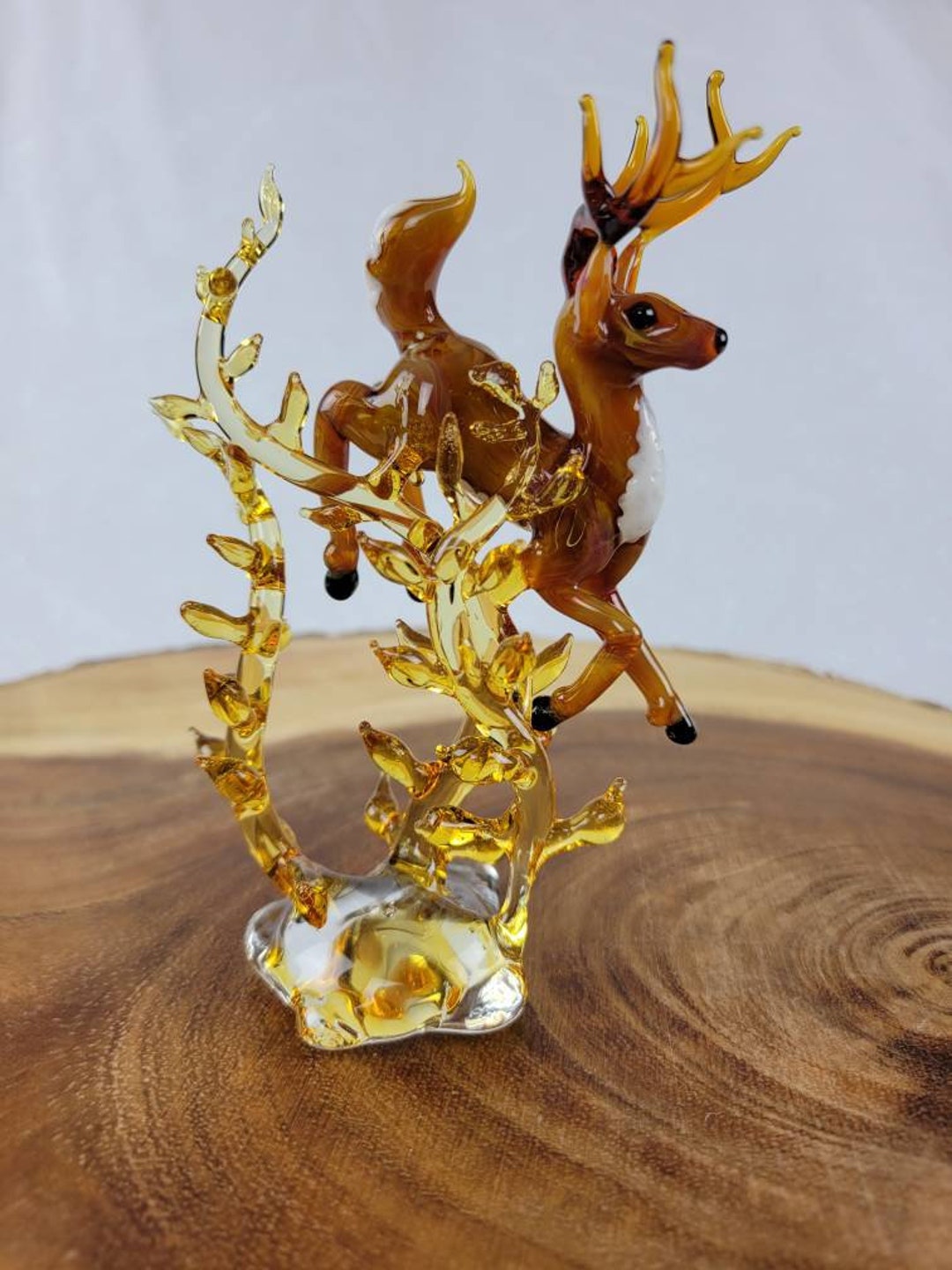 Caramel Stag on Golden Wheat Glass Standing Sculpture - Etsy