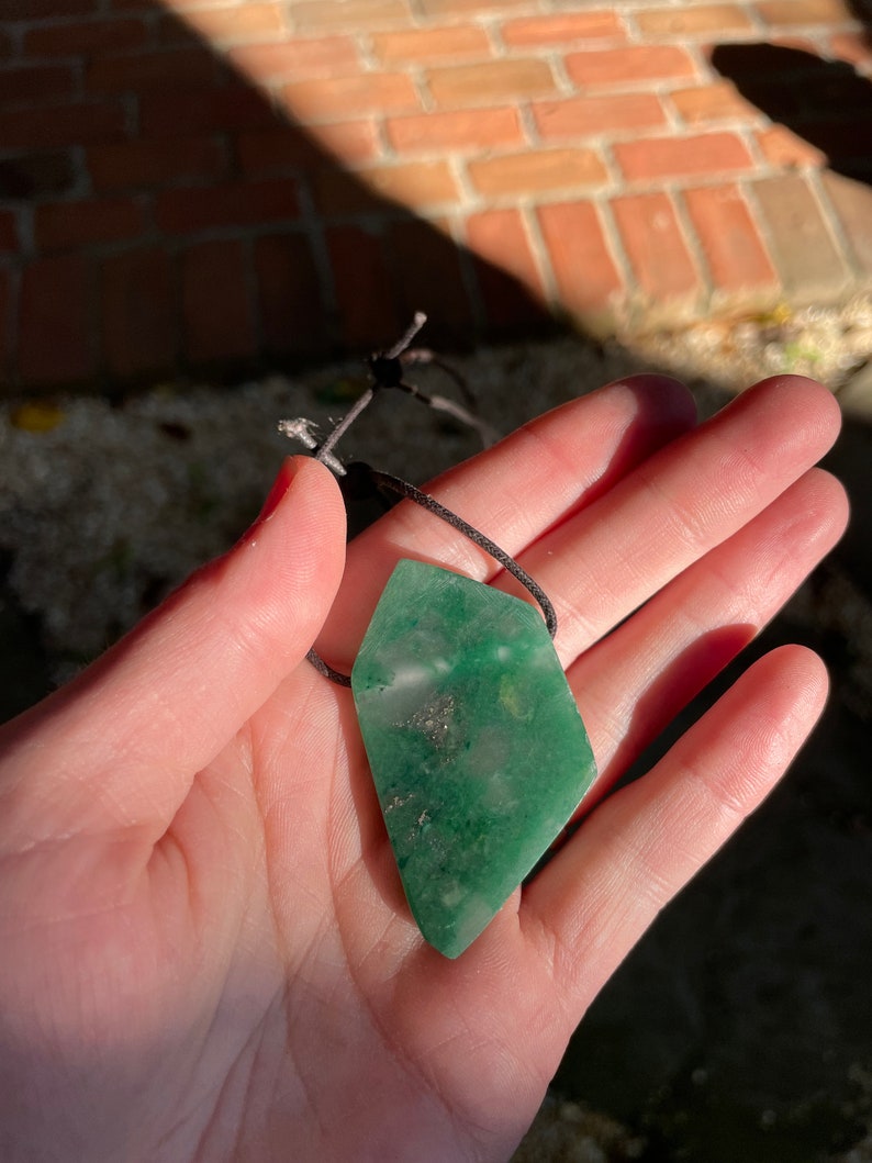 Polished and Drilled Jade Pendant, Necklace Specimen Mineral Crystal ...