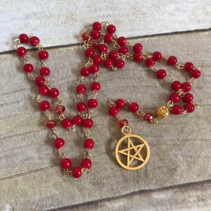 Red and Gold Pentacle Pagan Rosary Pagan Prayer Beads Wiccan - Etsy