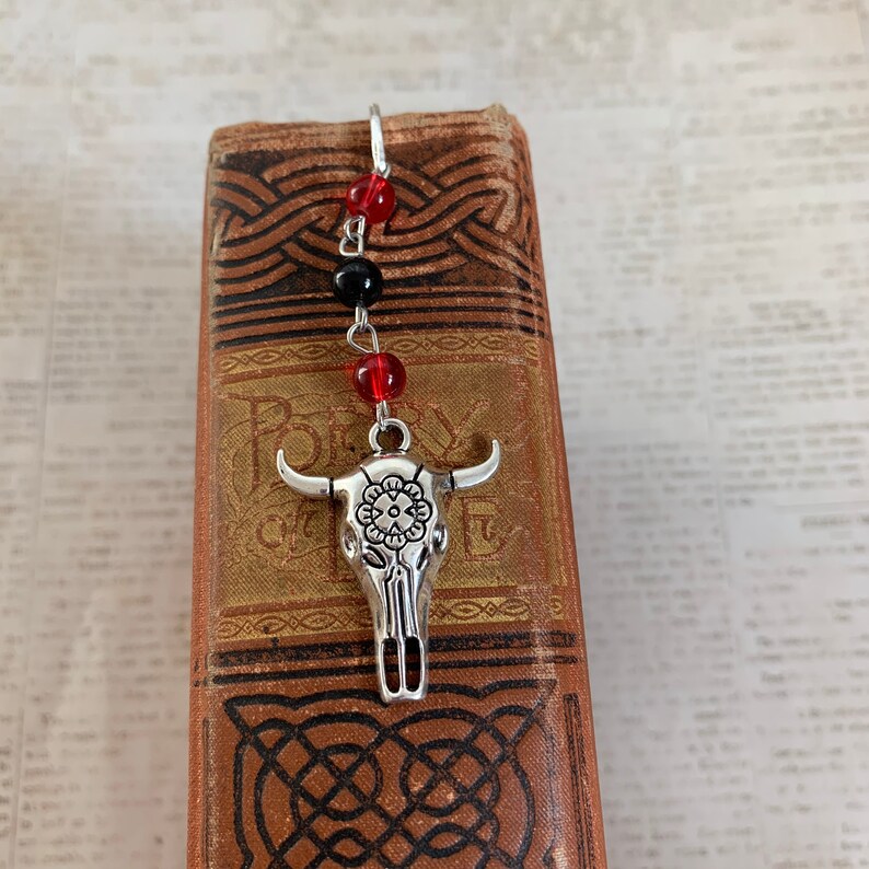 Red and Black Bull Skull Bookmark Cow Bookmark Cowboy | Etsy