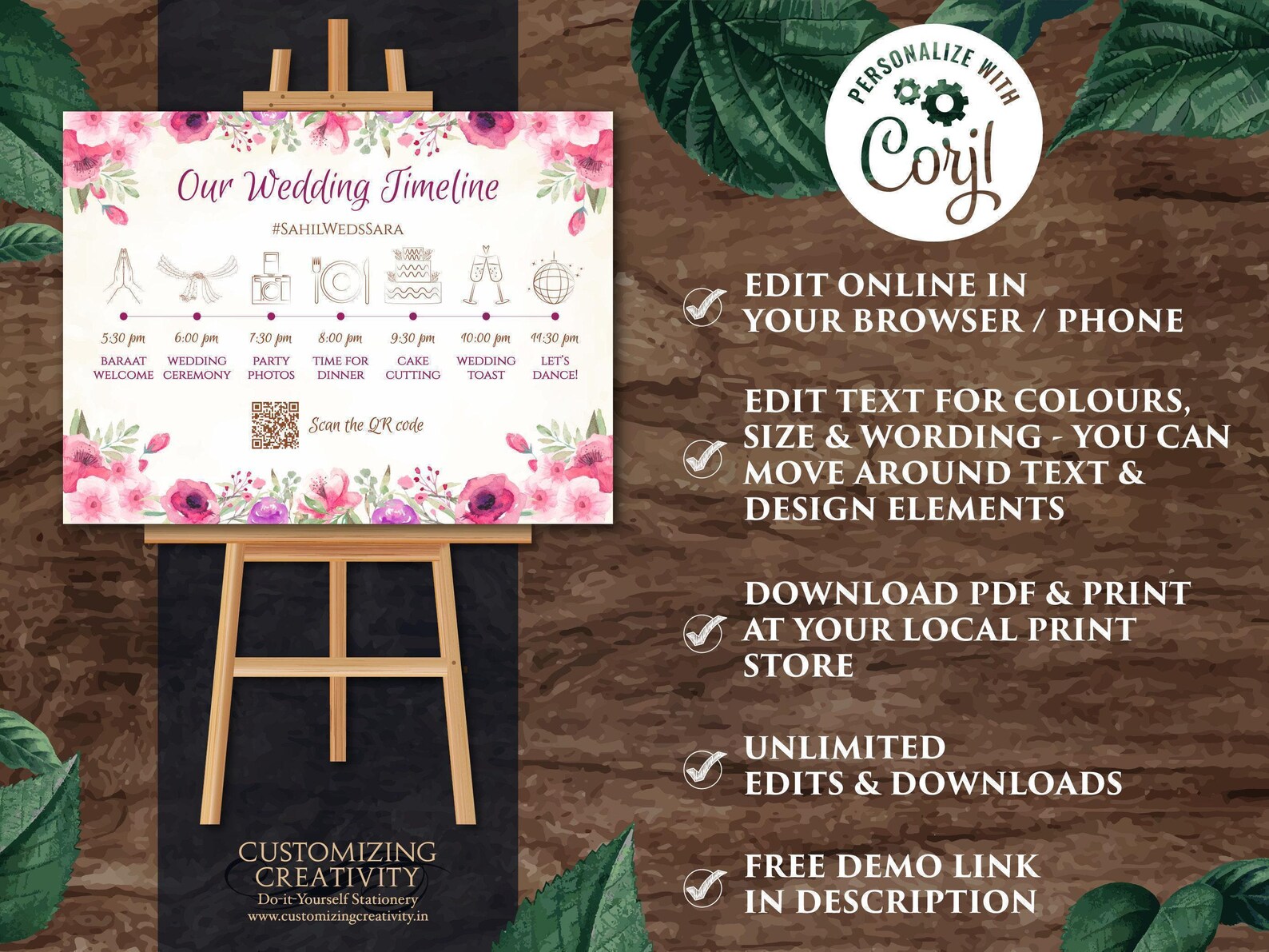 Hindu Wedding Timeline Poster: Indian Wedding Program (digital Download ...