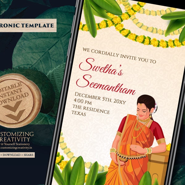 Seemantham Invitation - Etsy
