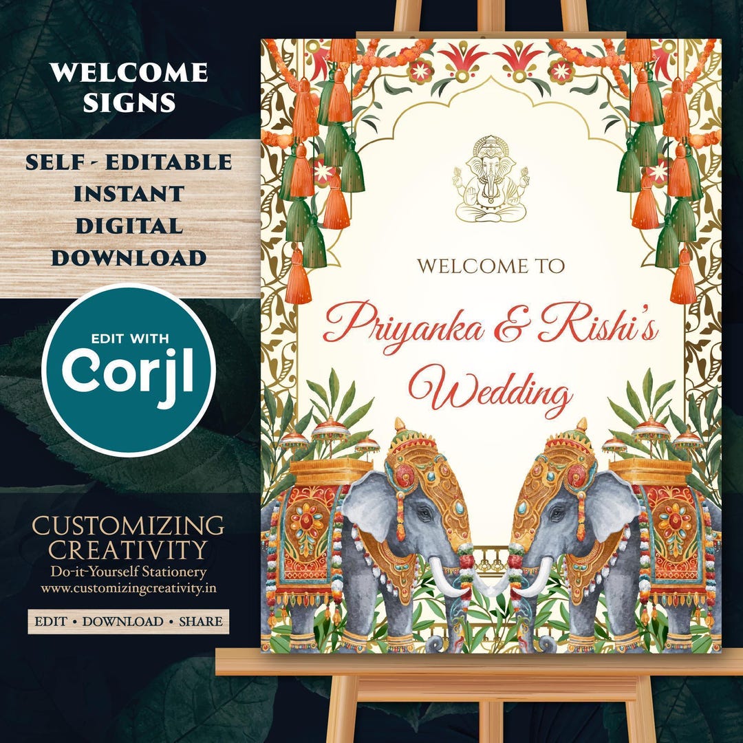 Hindu Wedding Welcome Sign: Indian Decor (digital Template) - Etsy