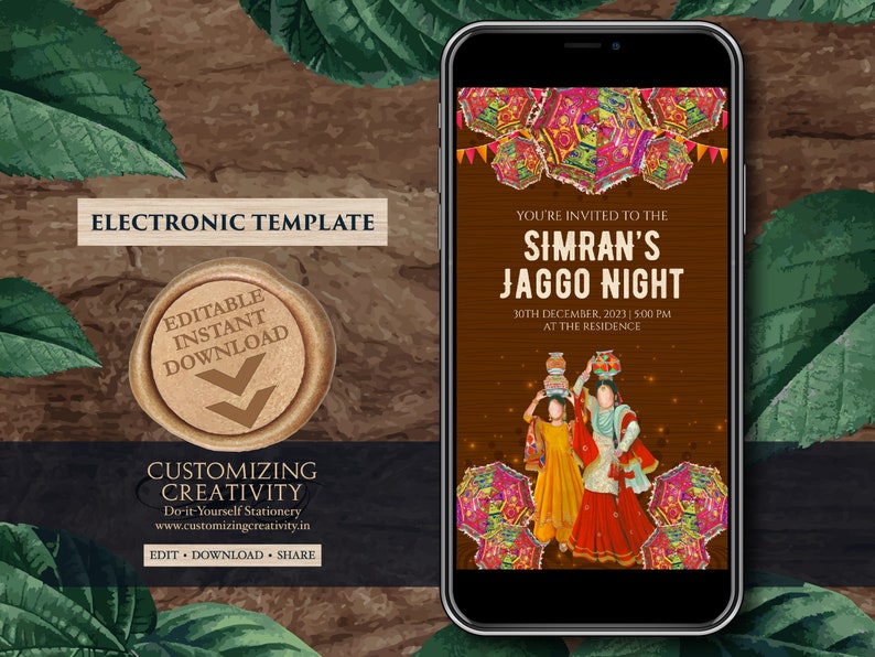 Punjabi Jago Invitation Digital as Jago Invites Jaggo Cards & | Etsy