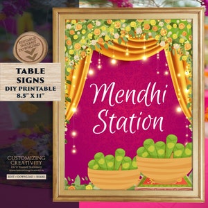 Henna Station Sign Mehndi Decor, Mehendi Station Sign & Mehndi Station ...