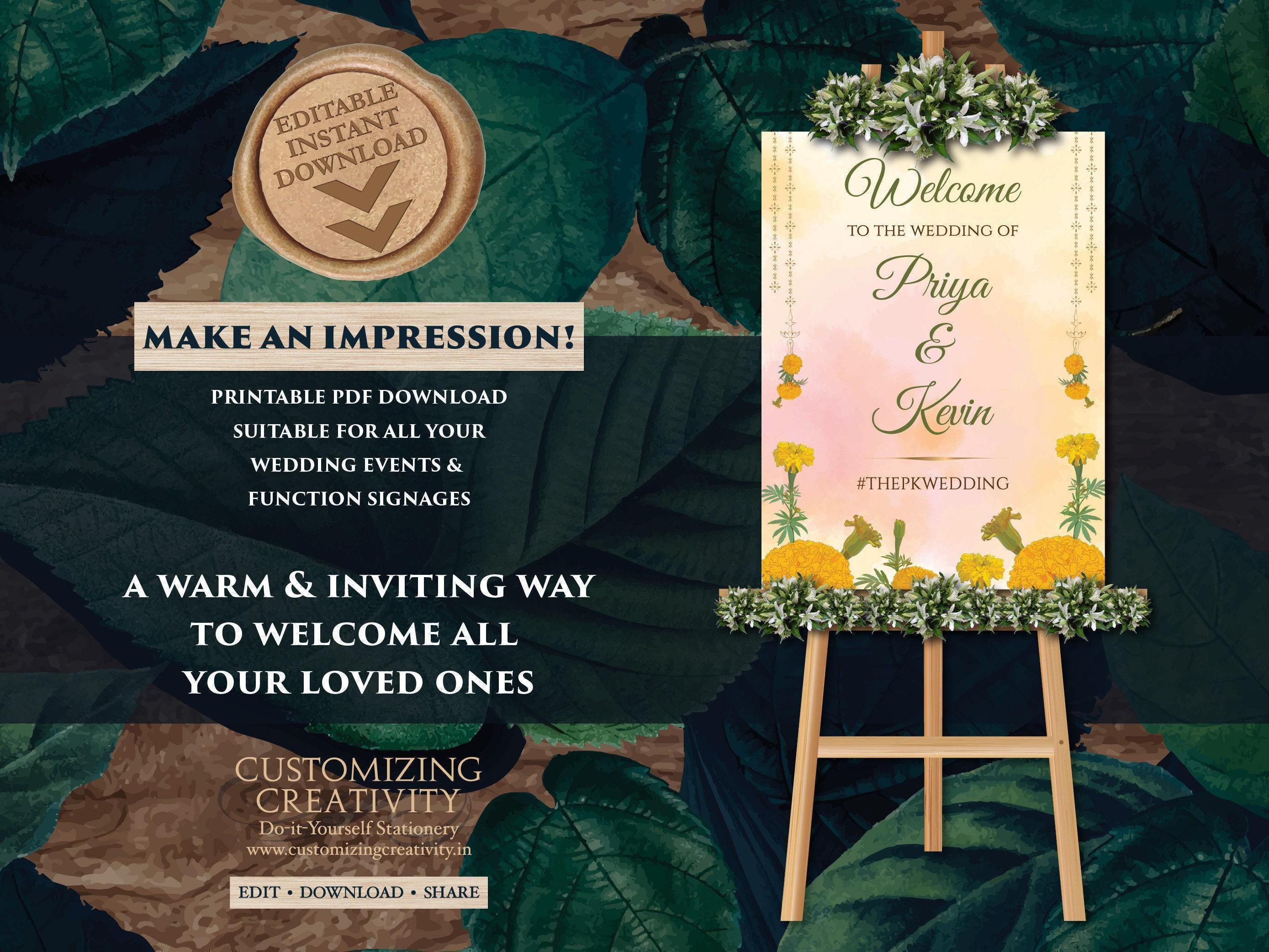 Marigold Wedding Welcome Sign: Indian Decor (digital Download) - Etsy