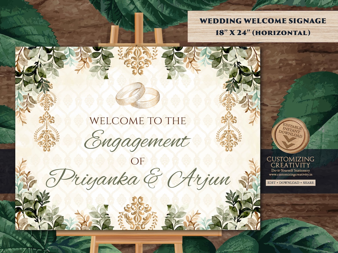 Roka Ceremony Sign & Punjabi Engagement Signs, Engagement Welcome Sign ...