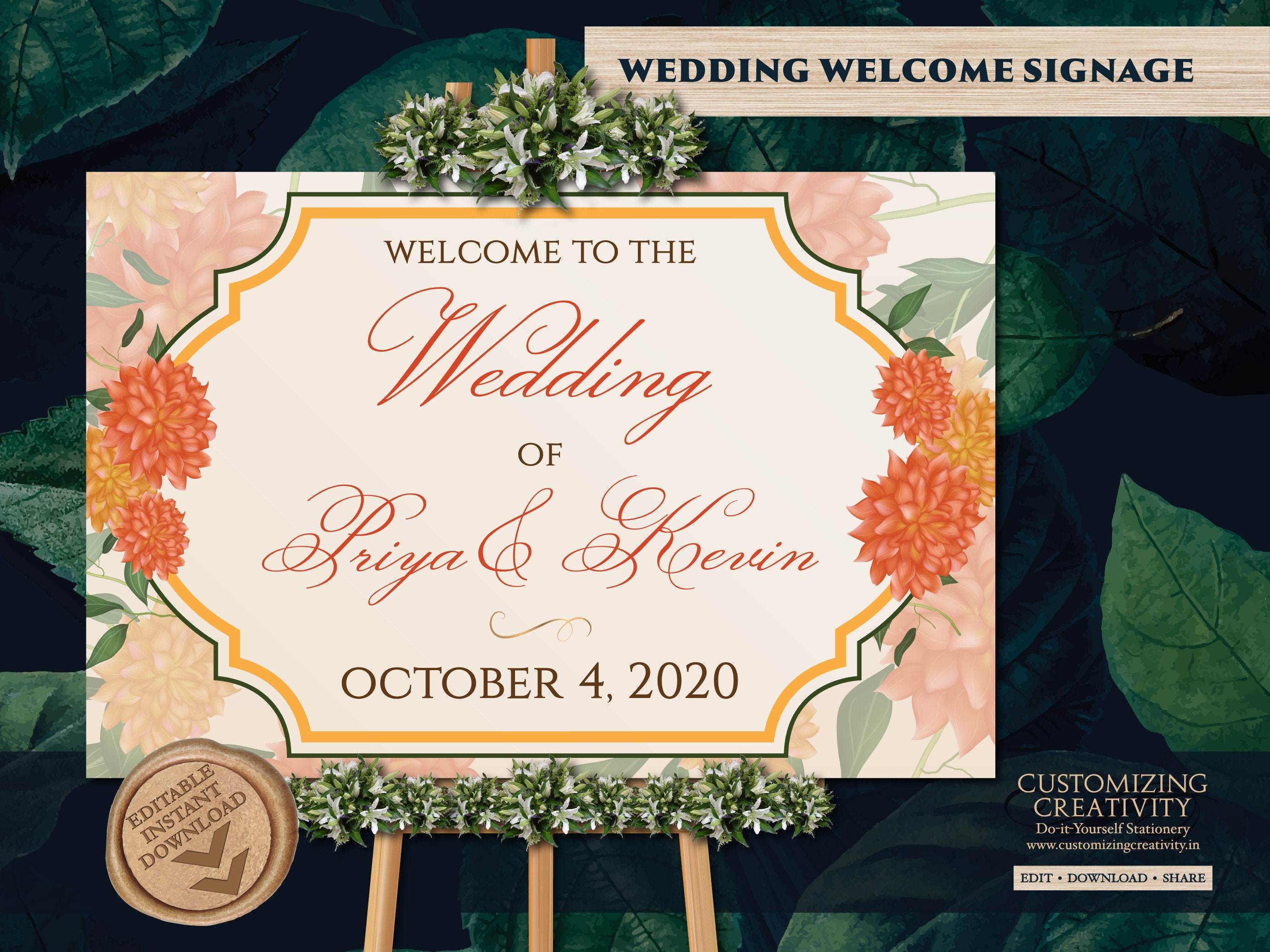 Reception Welcome Signs Welcome to our Reception Sign Printable Floral ...