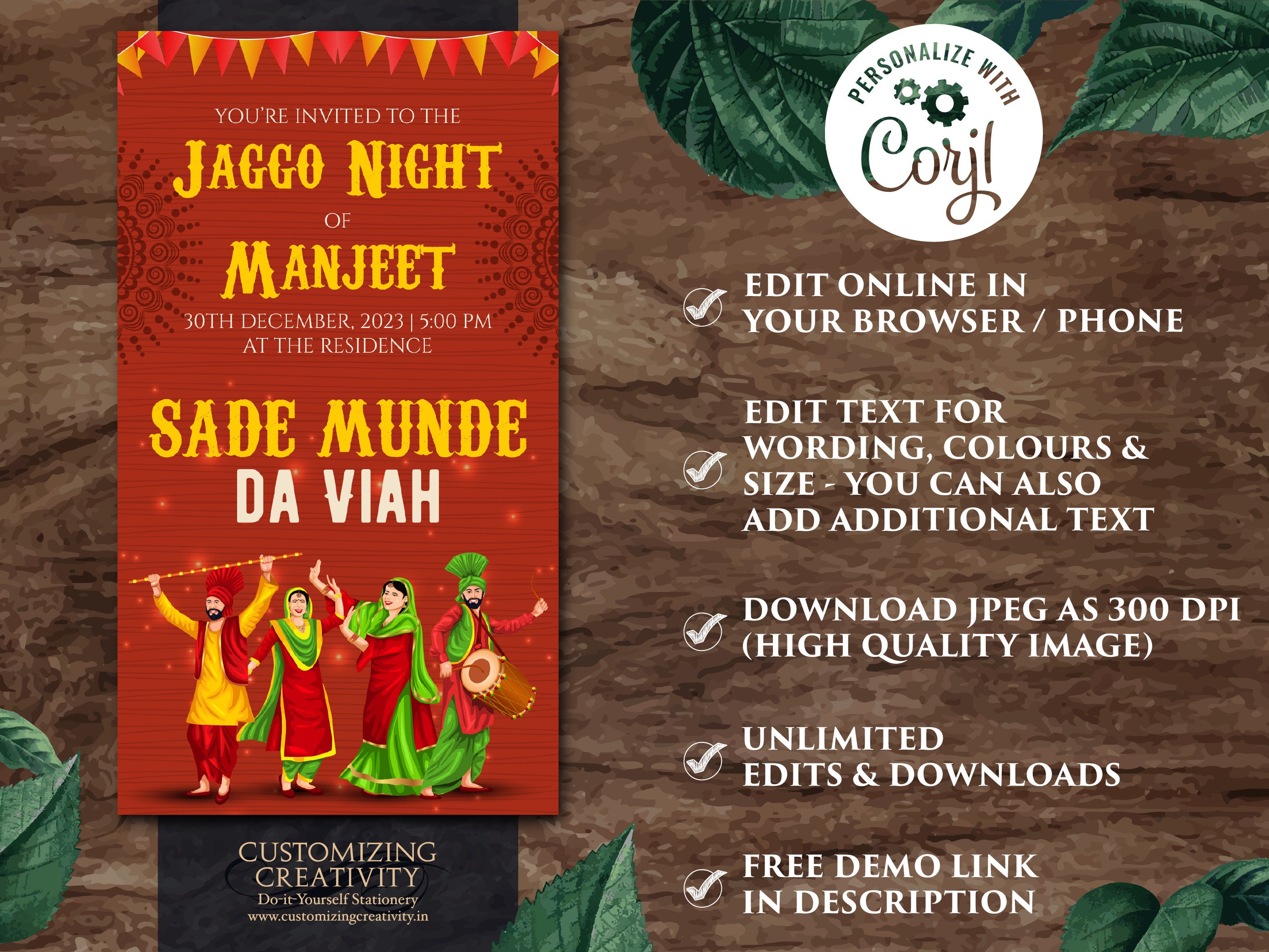 Jaggo Invite as Punjabi Invitations Digital Jaggo Card & Jago - Etsy ...