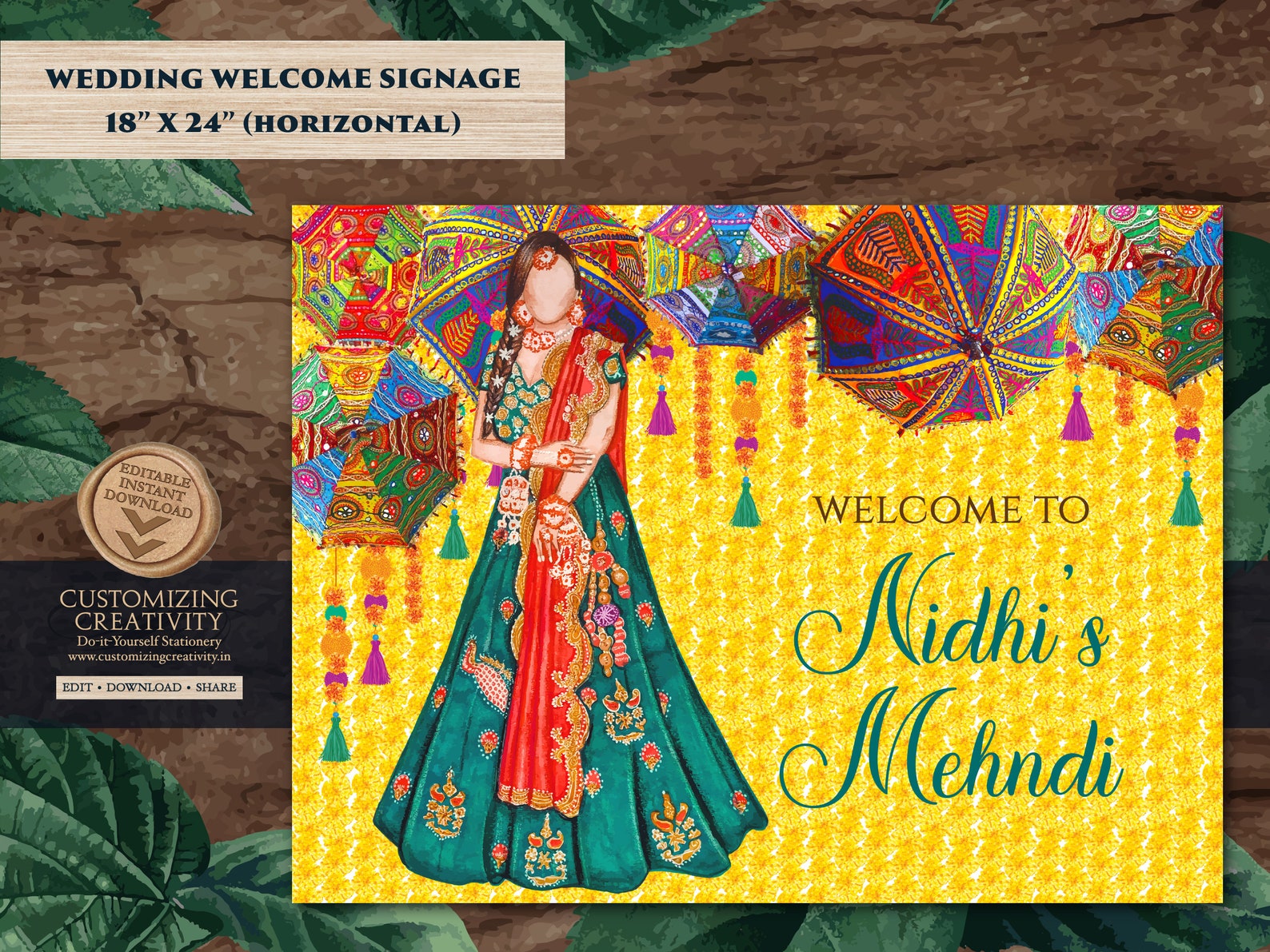 Buy Mehendi Poster as Mehndi Signs Mendhi Umbrella Desi Decor as Online ...