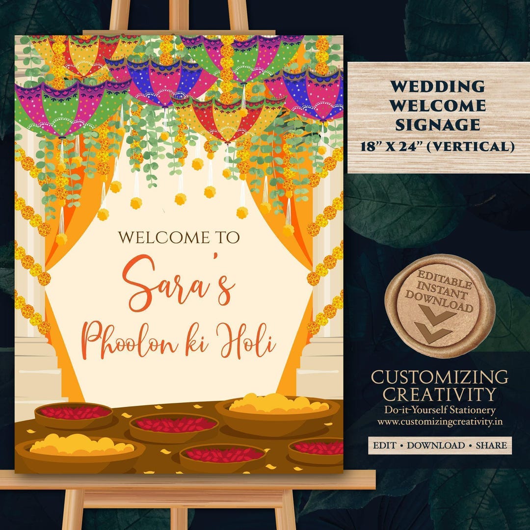 Haldi Welcome Sign: Indian Wedding Decor (digital Download) - Etsy