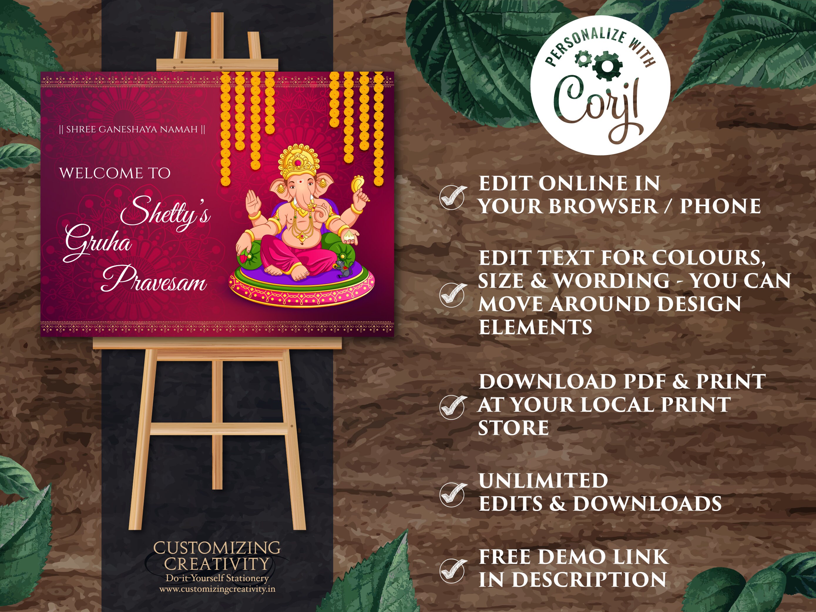 Welcome Ganesh Puja Signs & Gruhapravesam Sign Indian - Etsy Canada