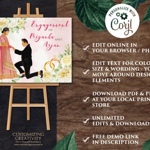 Ring Ceremony Welcome Signs, Roka Ceremony Sign & Punjabi Engagement ...