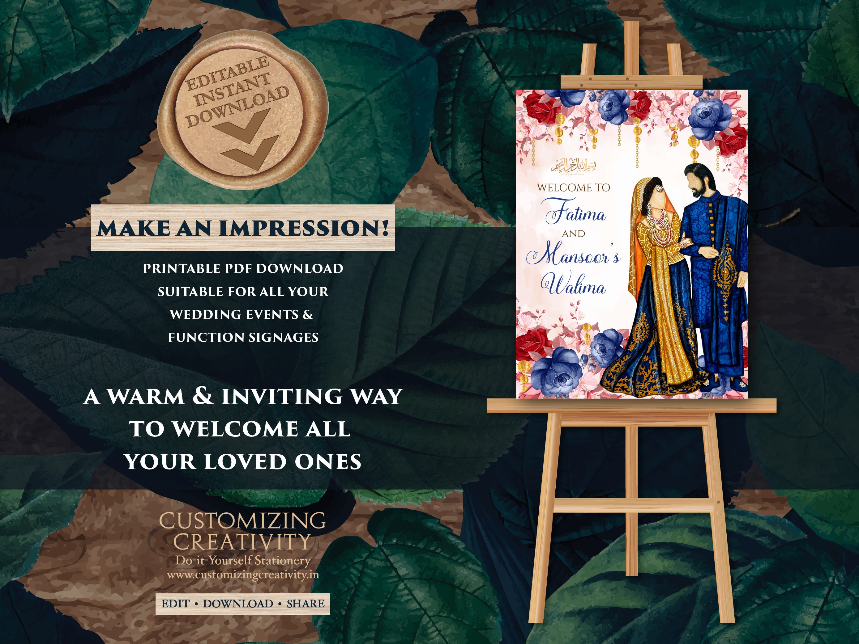 Muslim Wedding Signs as Muslim Walima Signs Muslim Welcome | Etsy