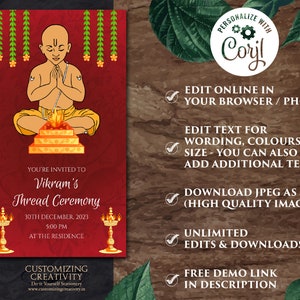 Thread Ceremony Cards as Upanayanam Invites, Thread Ceremony ...