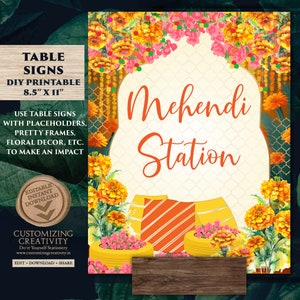 Sign for Mehendi Station Mehendi Decor, Henna Station Sign as Mehndi ...