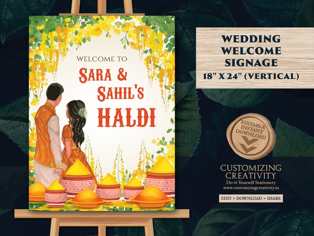 Haldi Decor Signs as Pithi Signs, Wedding Haldi Signs as Haldi ...