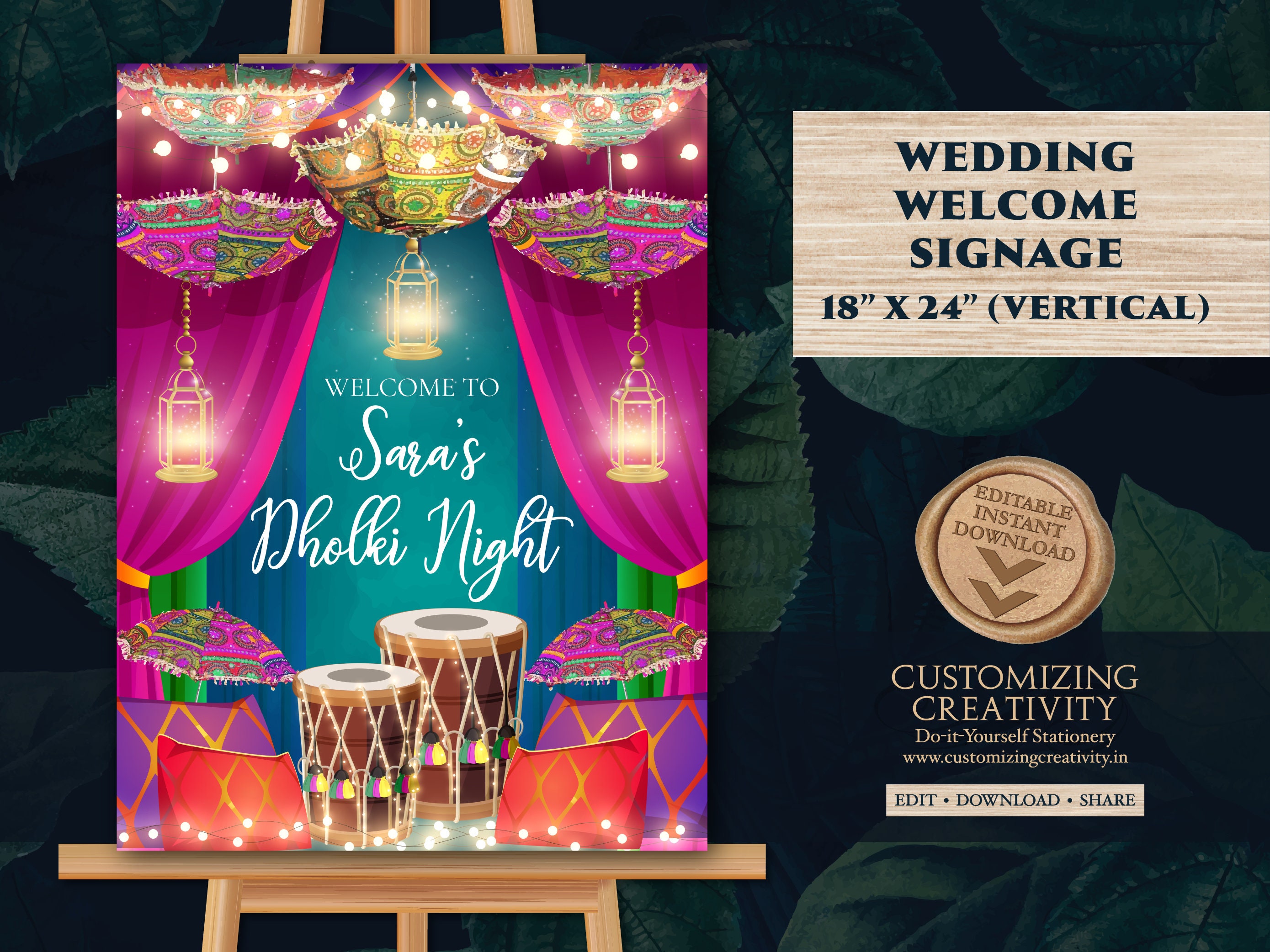 Dholki Welcome Signs as Dholak Welcome Signs Muslim Dholki - Etsy UK