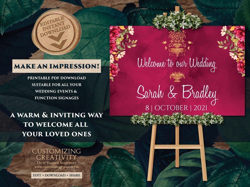 Maroon Welcome Signs as Jewel Tone Signages Maroon Wedding | Etsy