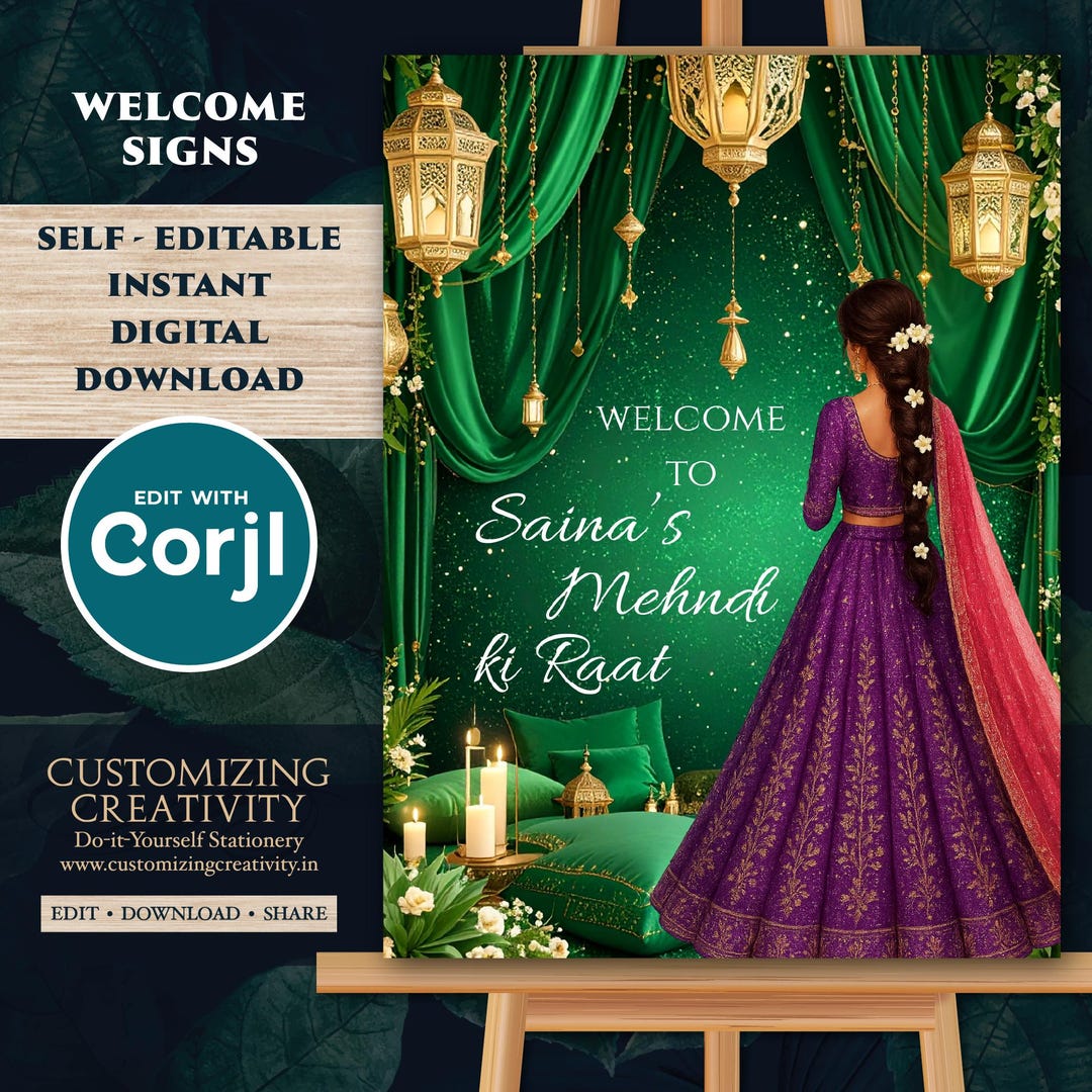 Dholki Welcome Signs Mehndi Boards, Mendhi Welcome Poster as Mehndi ...
