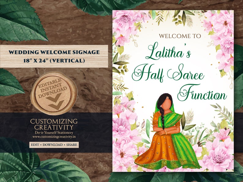 Half Saree Function Sign Half Saree Poster Half Saree - Etsy