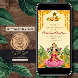 Digital Laxmi Pooja Invitation Varamahalakshmi Vratham Invite, Laxmi ...