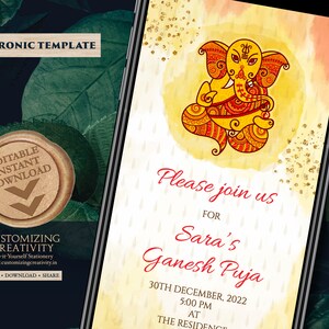 Ganesh Puja Invites, Ganesh Puja Card & Indian Ganesha Cards, Ganesha ...