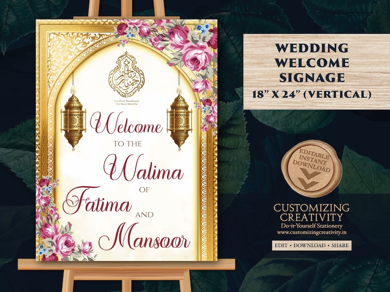 Muslim Welcome Sign Walima & Walima Welcome Sign Nikkah - Etsy