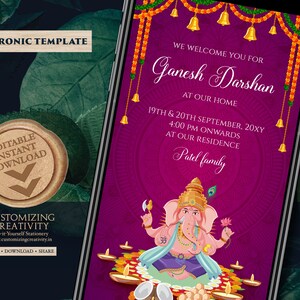 Ganesh Chaturthi Invitation Ganesh Darshan Card, Ganesha Invitations as ...