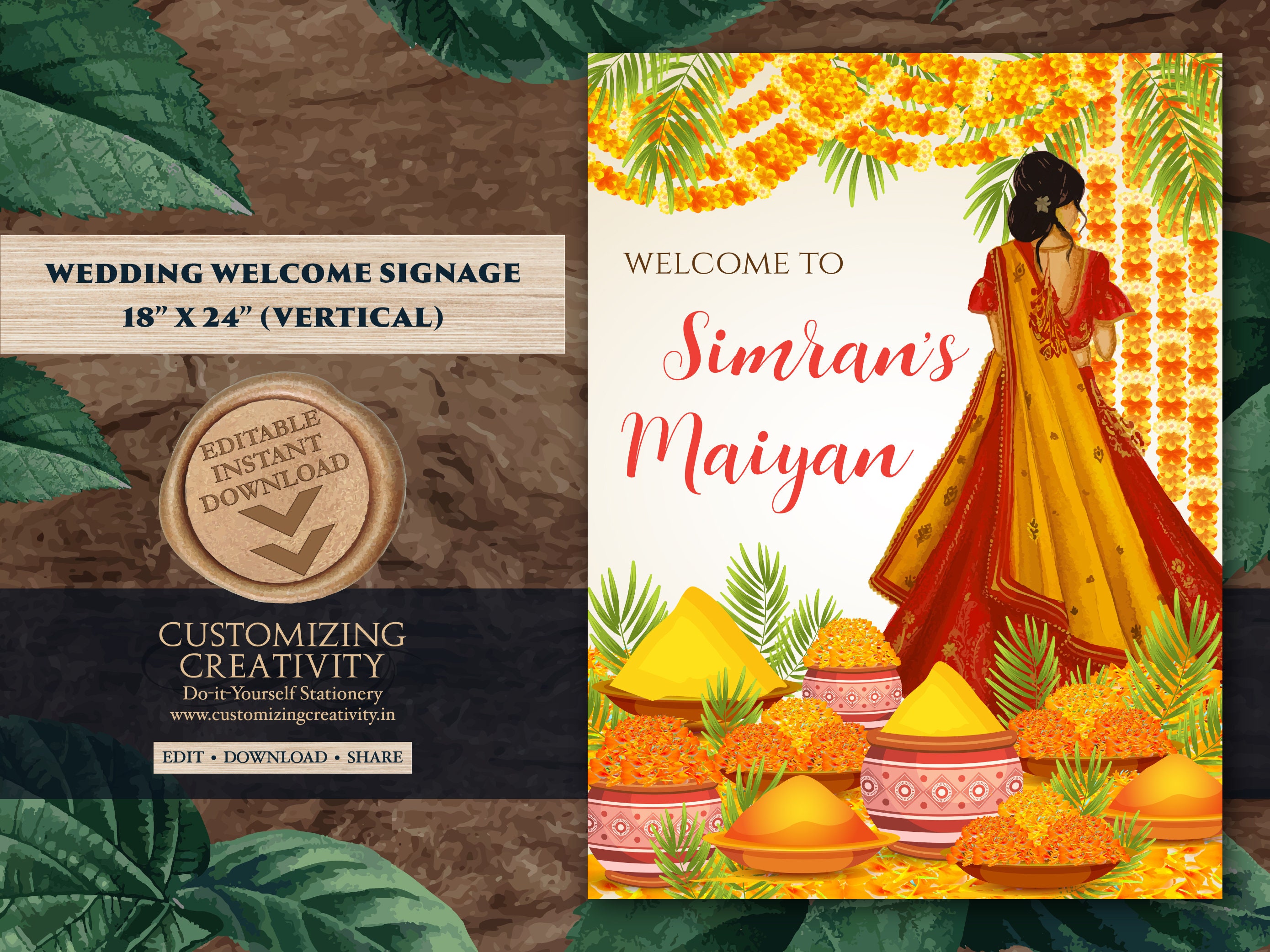 Maiyan Welcome Sign Maiyan Board Haldi Decor Haldi Welcome - Etsy UK