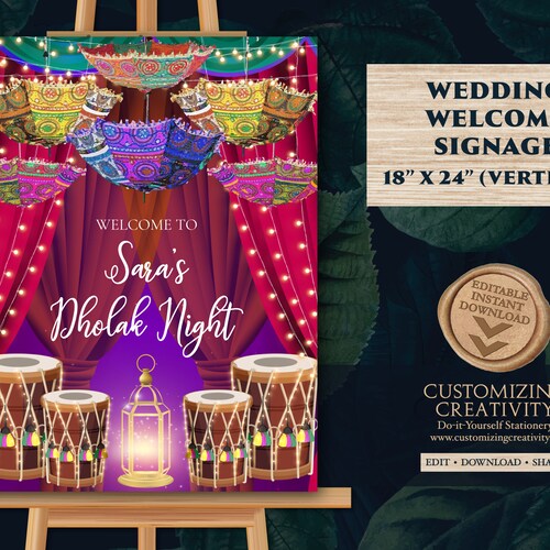 Dholki Welcome Signs as Dholak Welcome Signs Muslim Dholki - Etsy