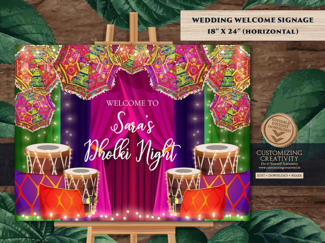 Muslim Dholki Decor Signs & Dholki Night Signs, Dholki Welcome Signs as ...