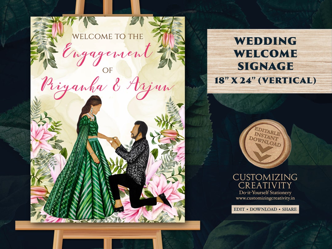 Indian Engagement Signs & Ring Ceremony Signs, Engagement Welcome Sign ...
