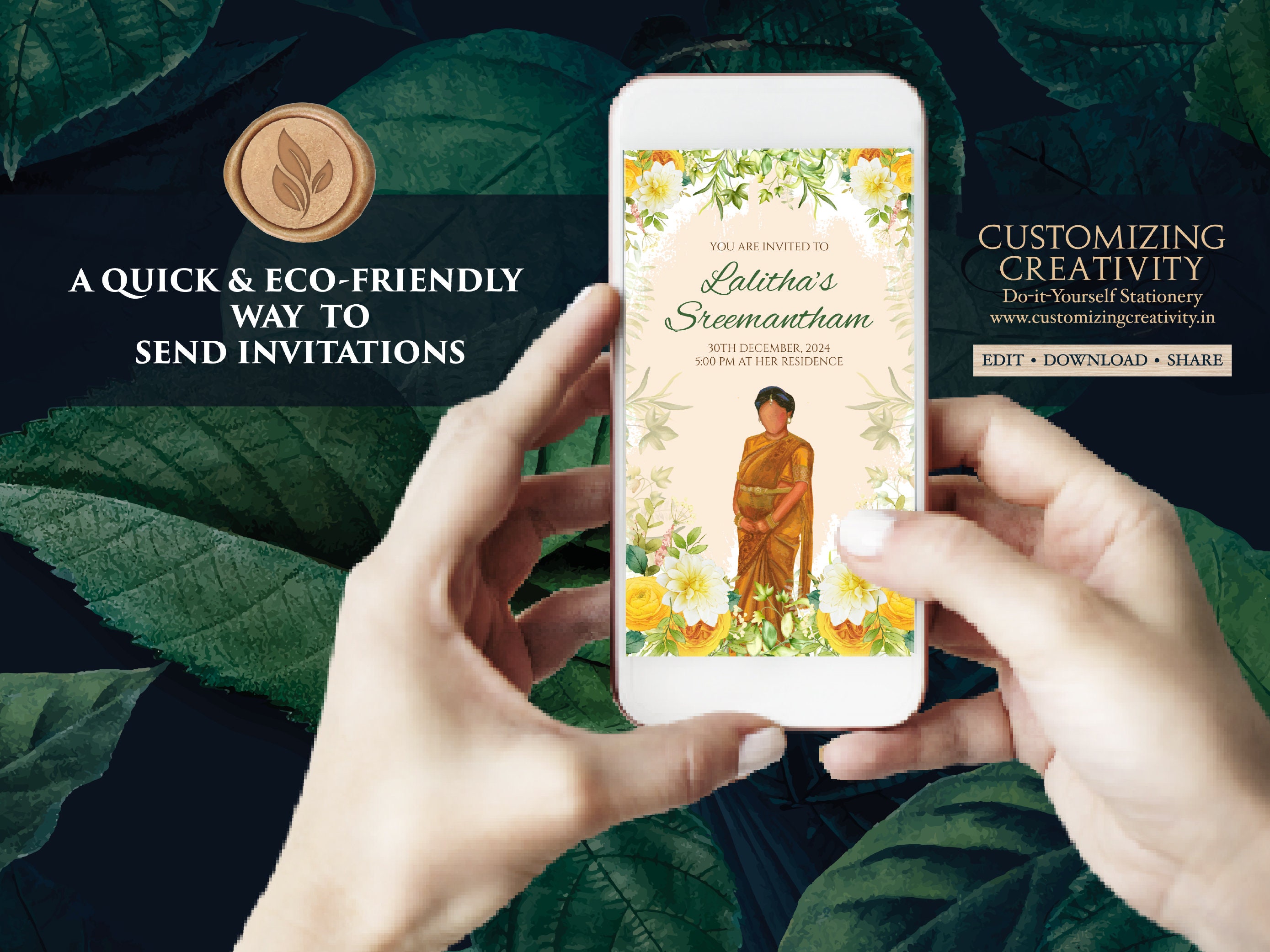 Sreemantham Invite as Seemantham Invitation South Indian Baby - Etsy