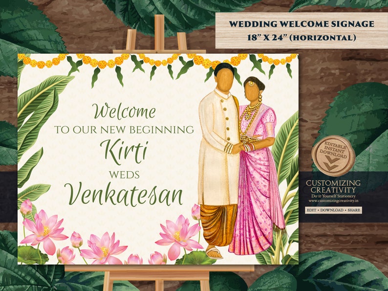 Tamil Welcome Signs South Indian Wedding Signs Indian - Etsy
