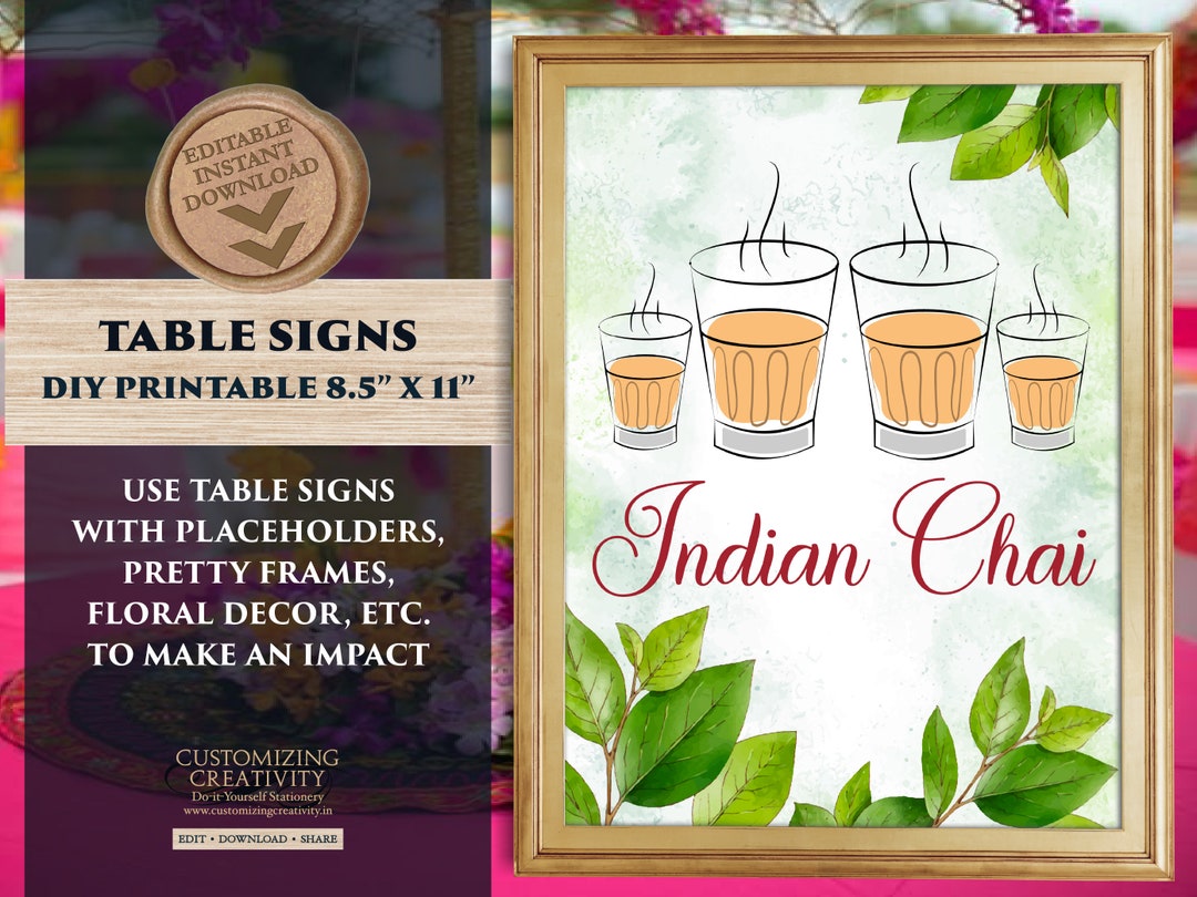 Chai Stall Signs Indian Food Station Sign, Indian Chai Station Sign ...