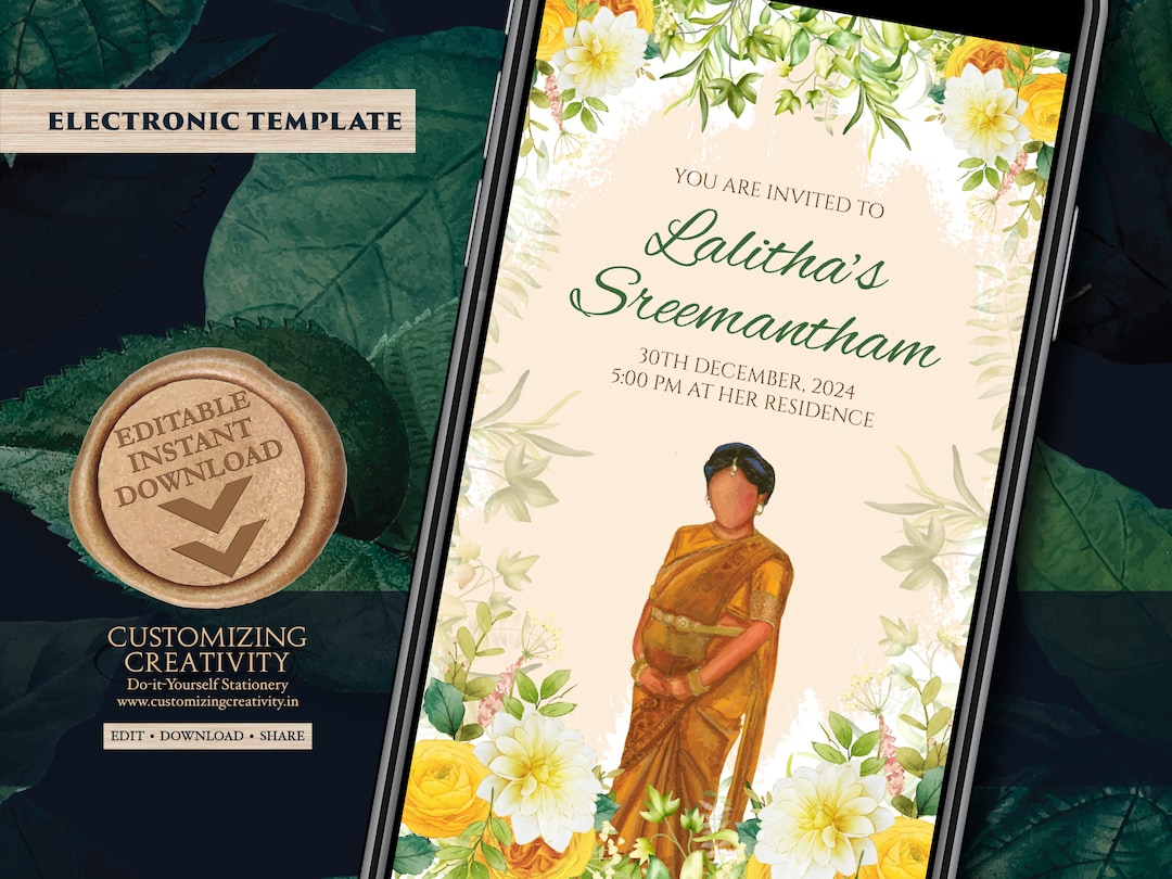 Sreemantham Invite as Seemantham Invitation, South Indian Baby Shower ...