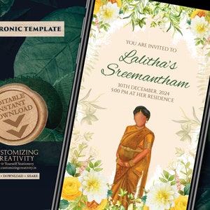 Sreemantham Invite as Seemantham Invitation, South Indian Baby Shower ...